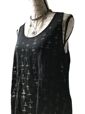 Forever 21 | Tops | Goth Sheer Highlow Cross Pattern Tank Tunic Top ...